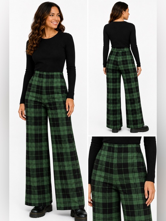 Planet Blue | Pants & Jumpsuits | Princess Polly Green Black Plaid Wide ...